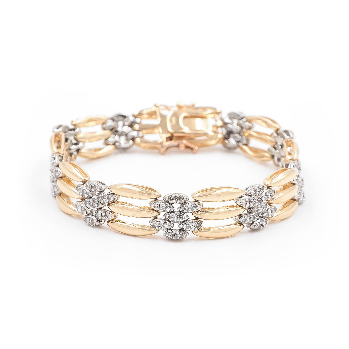 Vintage 0.75 Ctw. Round Brilliant Cut Diamond Two-Tone Bracelet – Platt ...